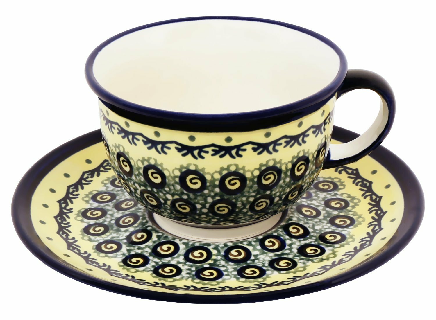 Coffee cup with curved out edge and saucer in the Decor DU1, 28,99